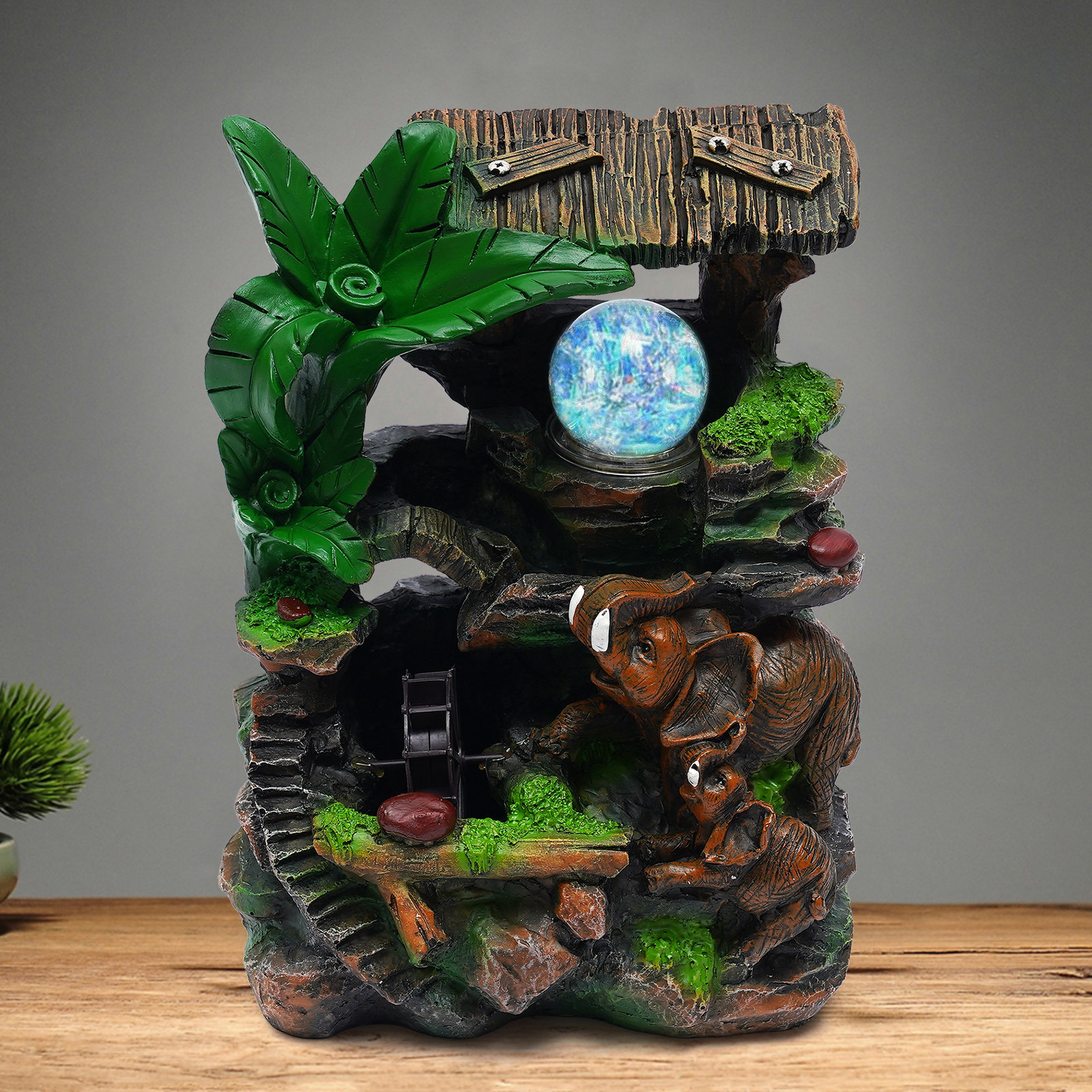 JOYDING Indoor Tabletop Waterfall with LED Light Zen Meditation Water ...