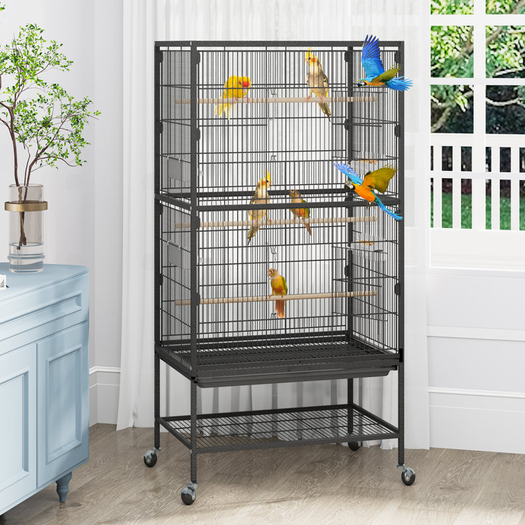 Archie & Oscar Wayland 132cm Flat Top Floor Bird Cage with Wheels ...