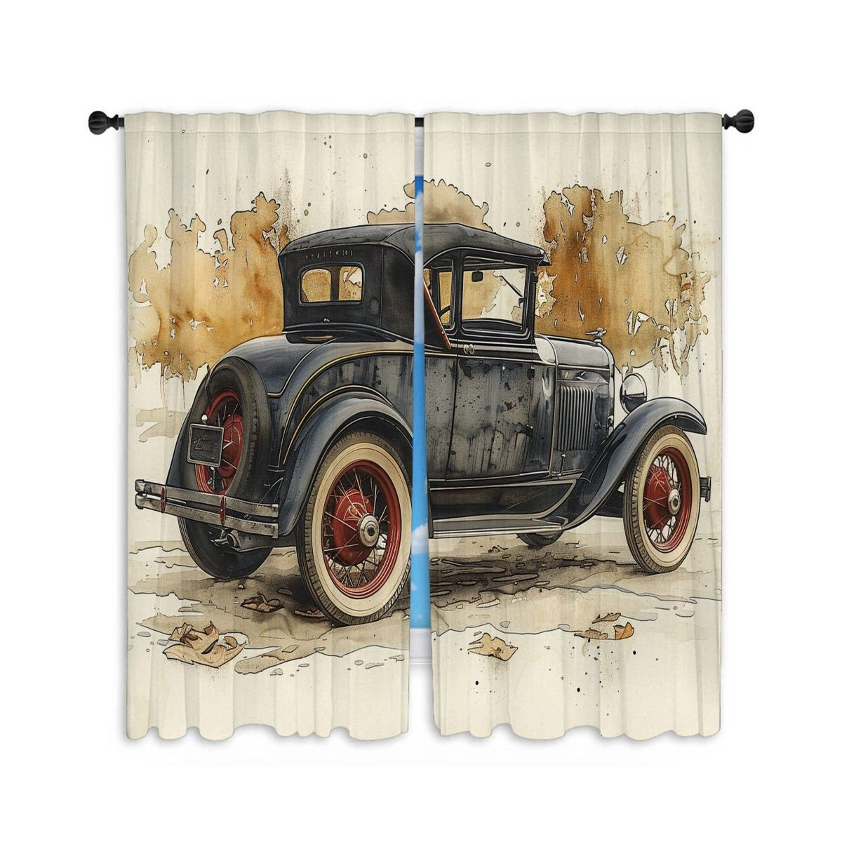 VisionDecor 11922_Vintage Car Window Curtains Vehicle Classic Look ...