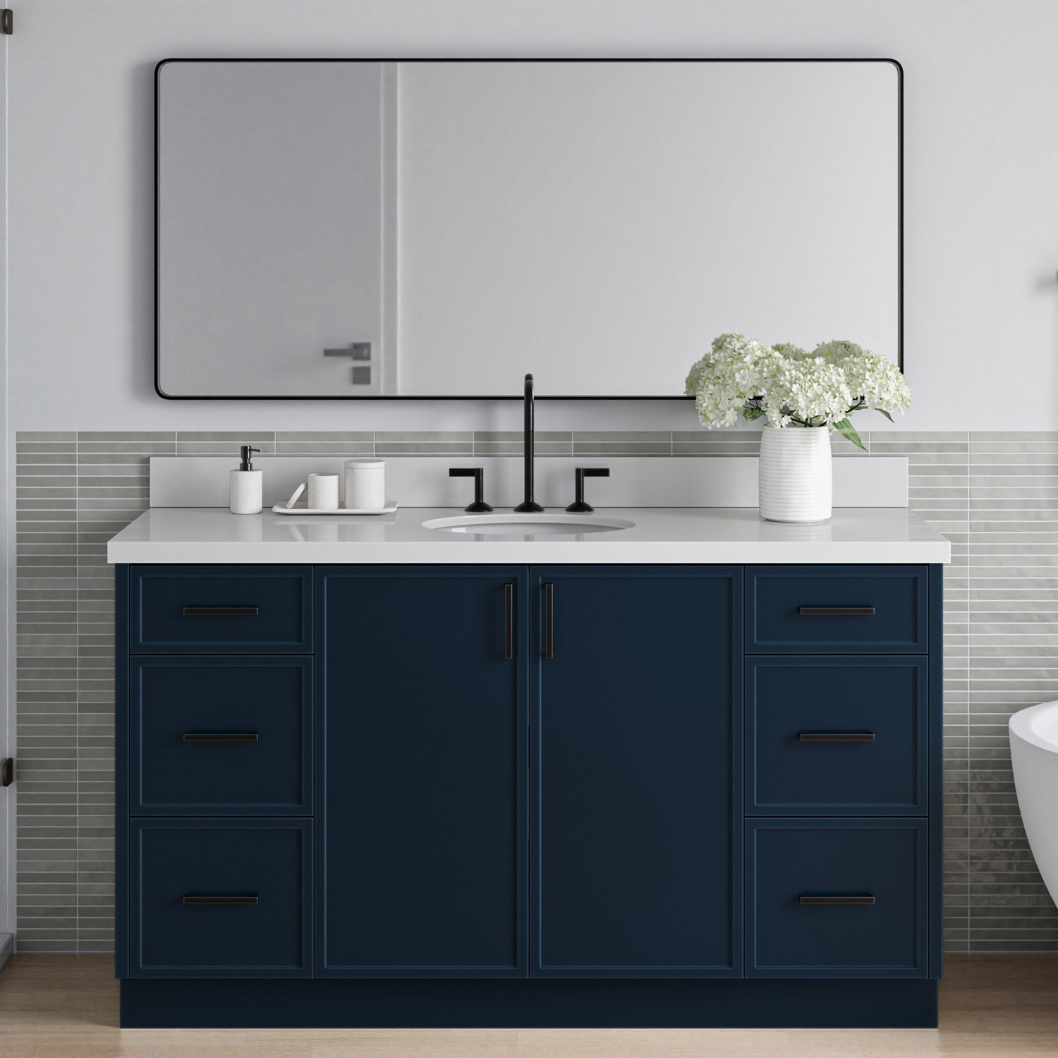 Ariel Bath ARIEL Kelly 61 Single Sink Bathroom Vanity with Pure Quartz ...