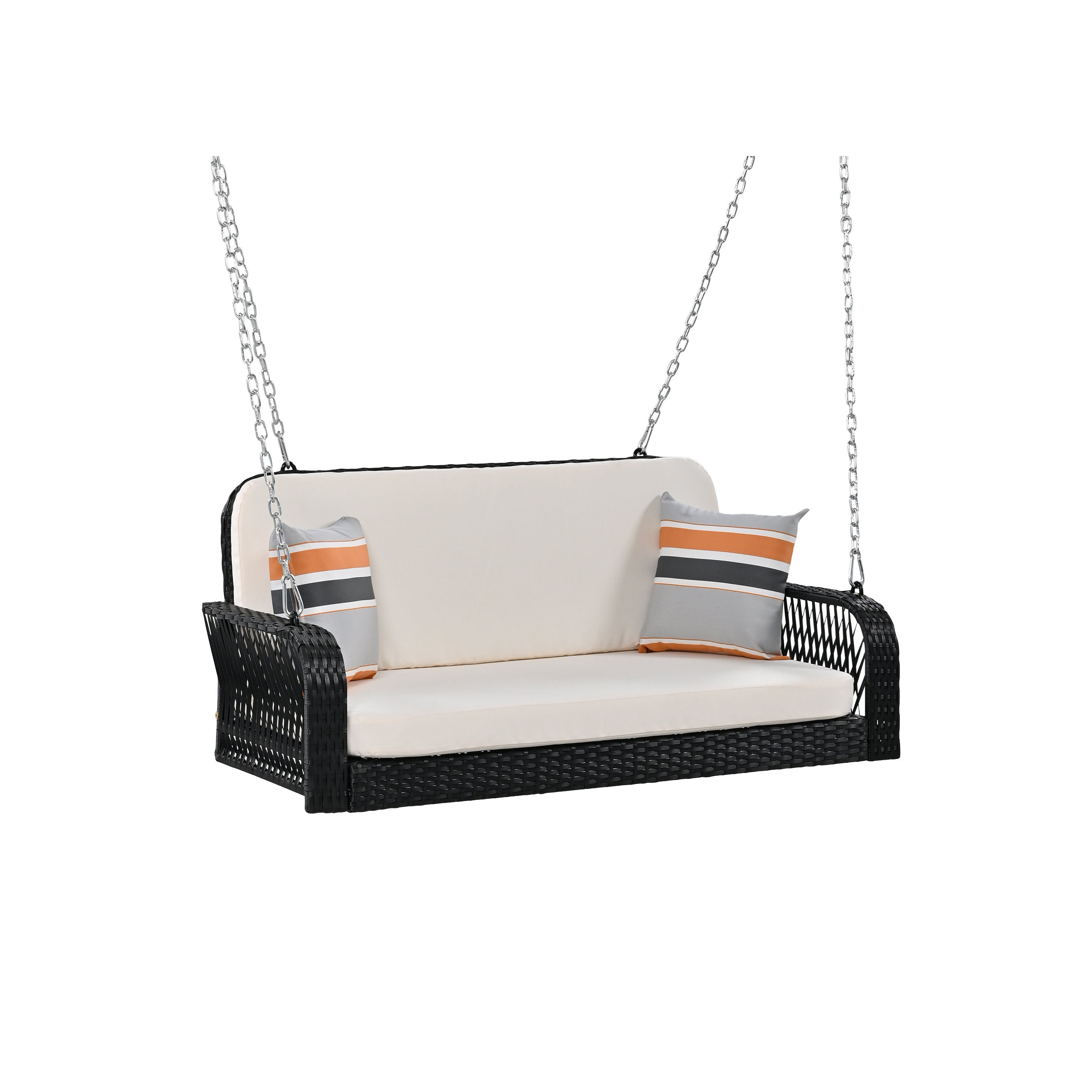 Highland Dunes GO PE Wicker Porch Swing, 2-Seater Hanging Bench With ...