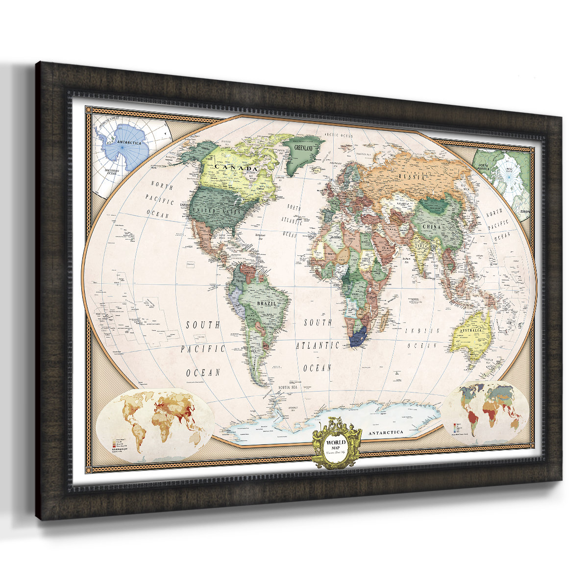 Trinx Push Pin Map Framed On Canvas Print | Wayfair