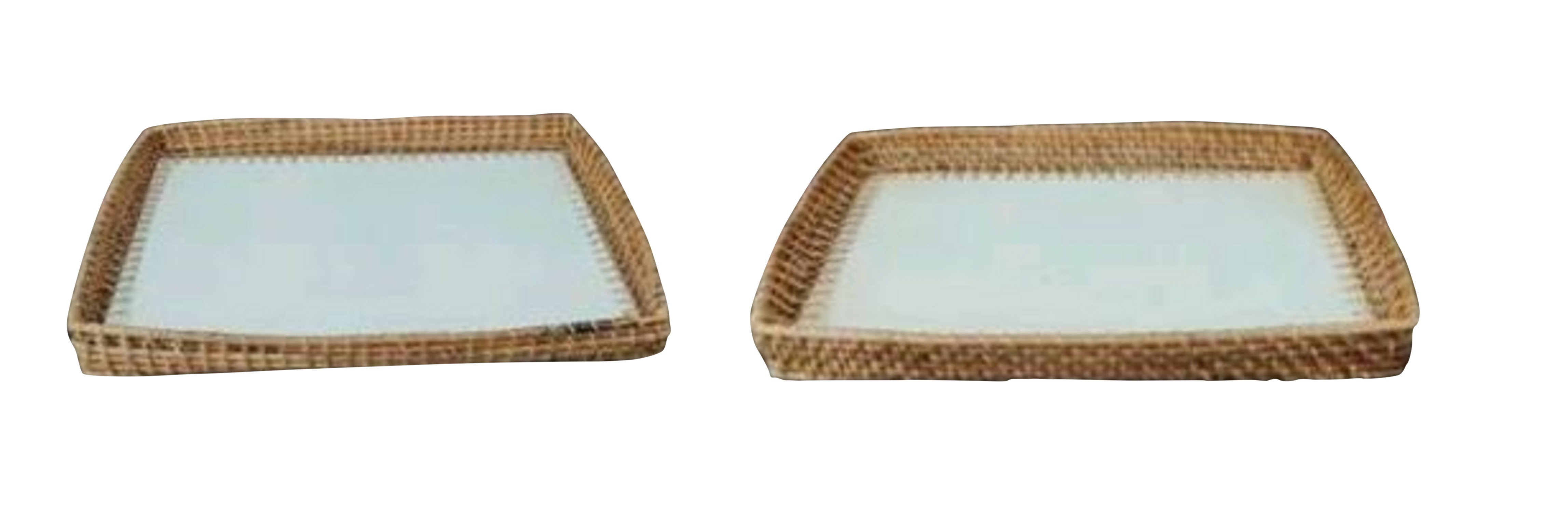 Bay Isle Home™ Adelisa Rattan Tray - Set of 2 | Wayfair