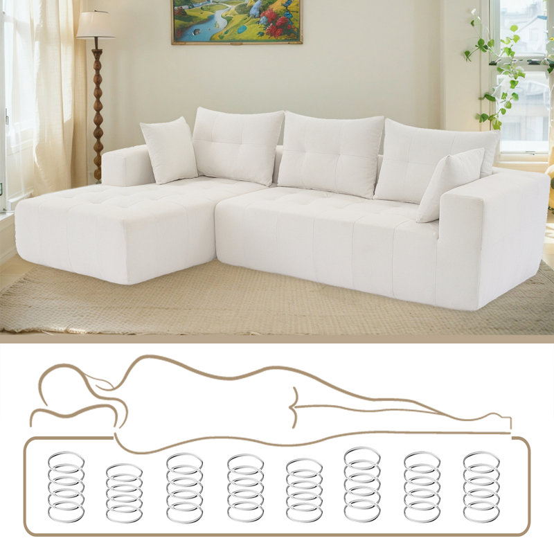 Latitude Run® L-Shaped Sectional Sofa Set -Linen Upholstery,For Living ...