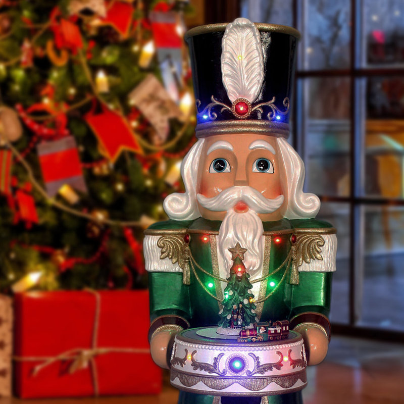 Fraser Hill Farm 4.8-Ft. Metallic Nutcracker Statue with LED Lights and ...