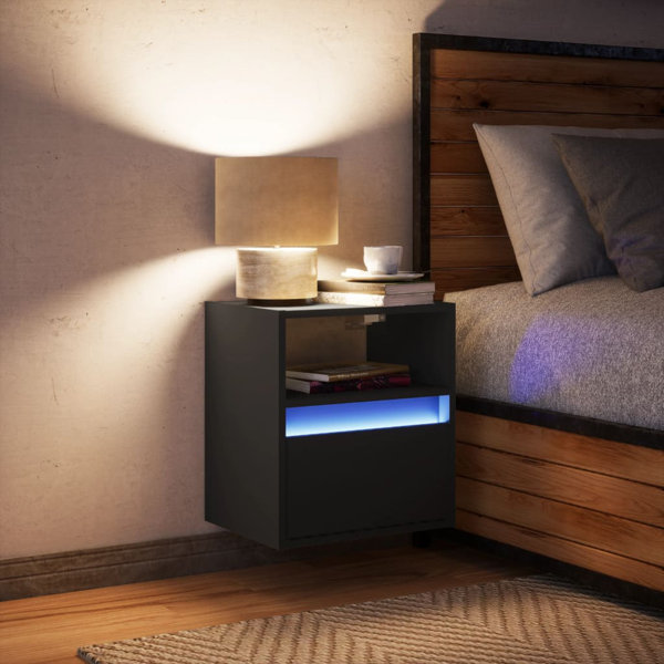 Ivy Bronx Wall-mounted bedside tables with LED lights. 2 pieces ...