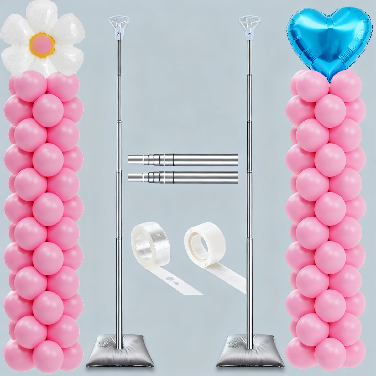 DRODE 2-Pack Adjustable Balloon Column Stand Set With Metal Stands And ...