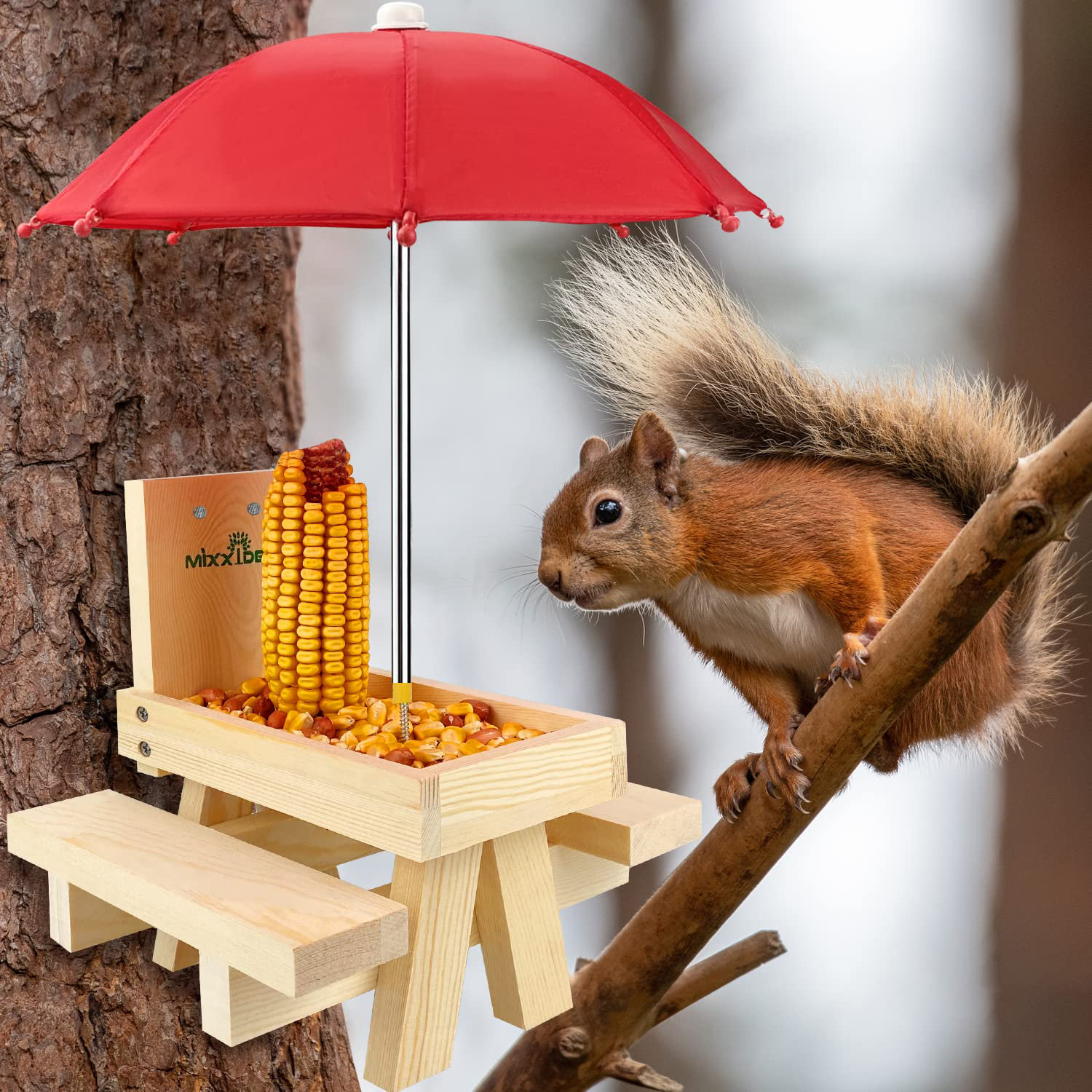 Ophelia & Co. Squirrel Feeder Table With Umbrella With Solid Structure ...