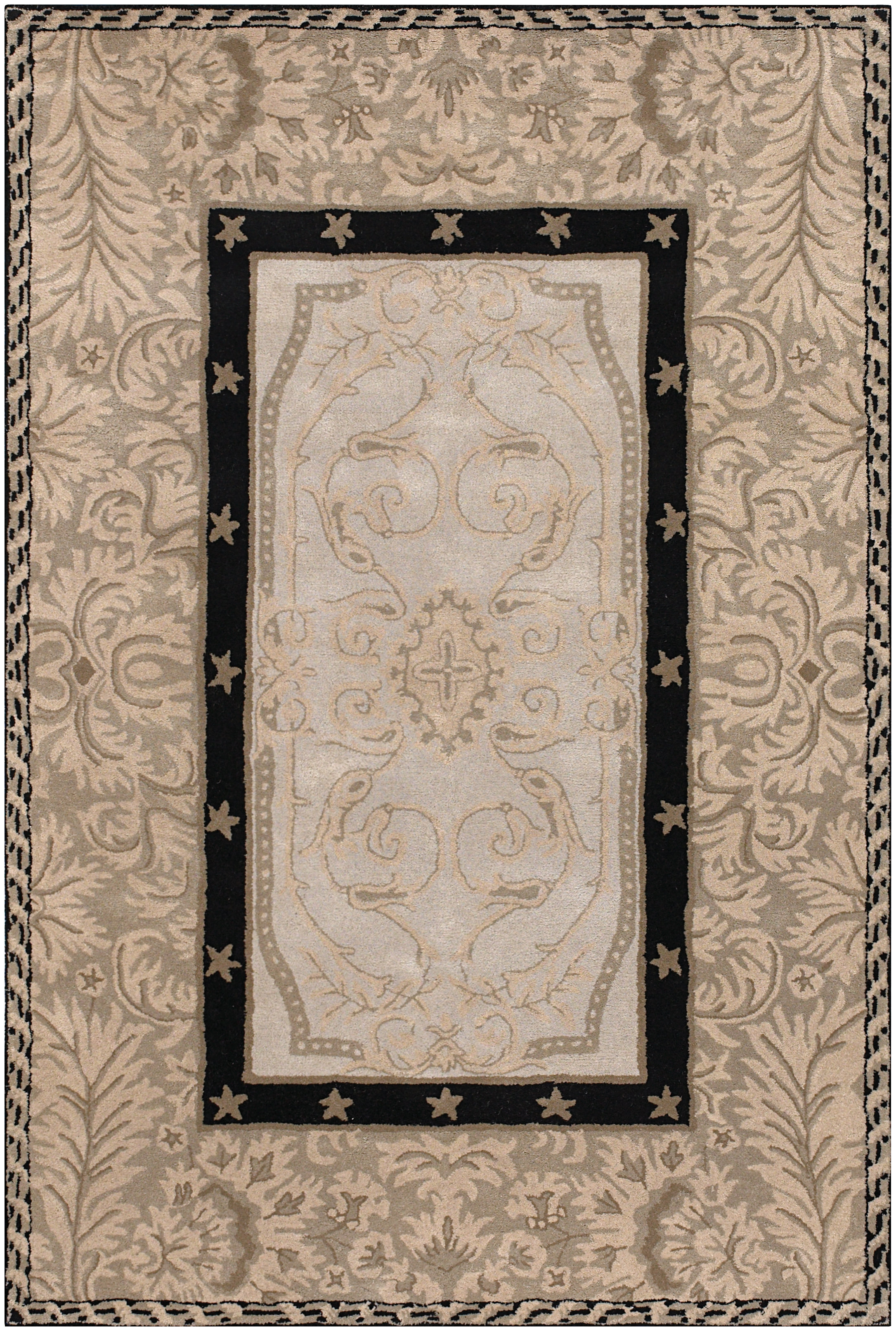 Chandra Rugs Floral Handmade Tufted Wool Brown/Black Area Rug | Wayfair