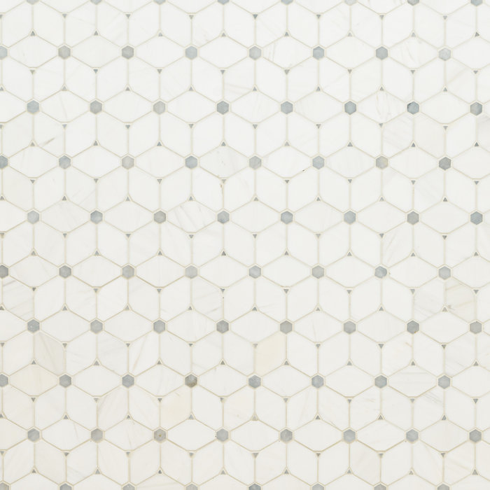Bianco Dolomite 12.6" x 10.83" Polished Marble Mosaic Floor and Wall ...