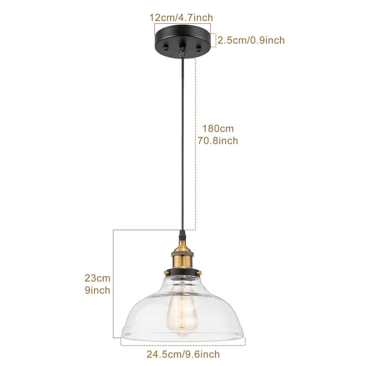 Fine Art Lighting 1-Light Black Modern Glass Pendant Hanging Light ...