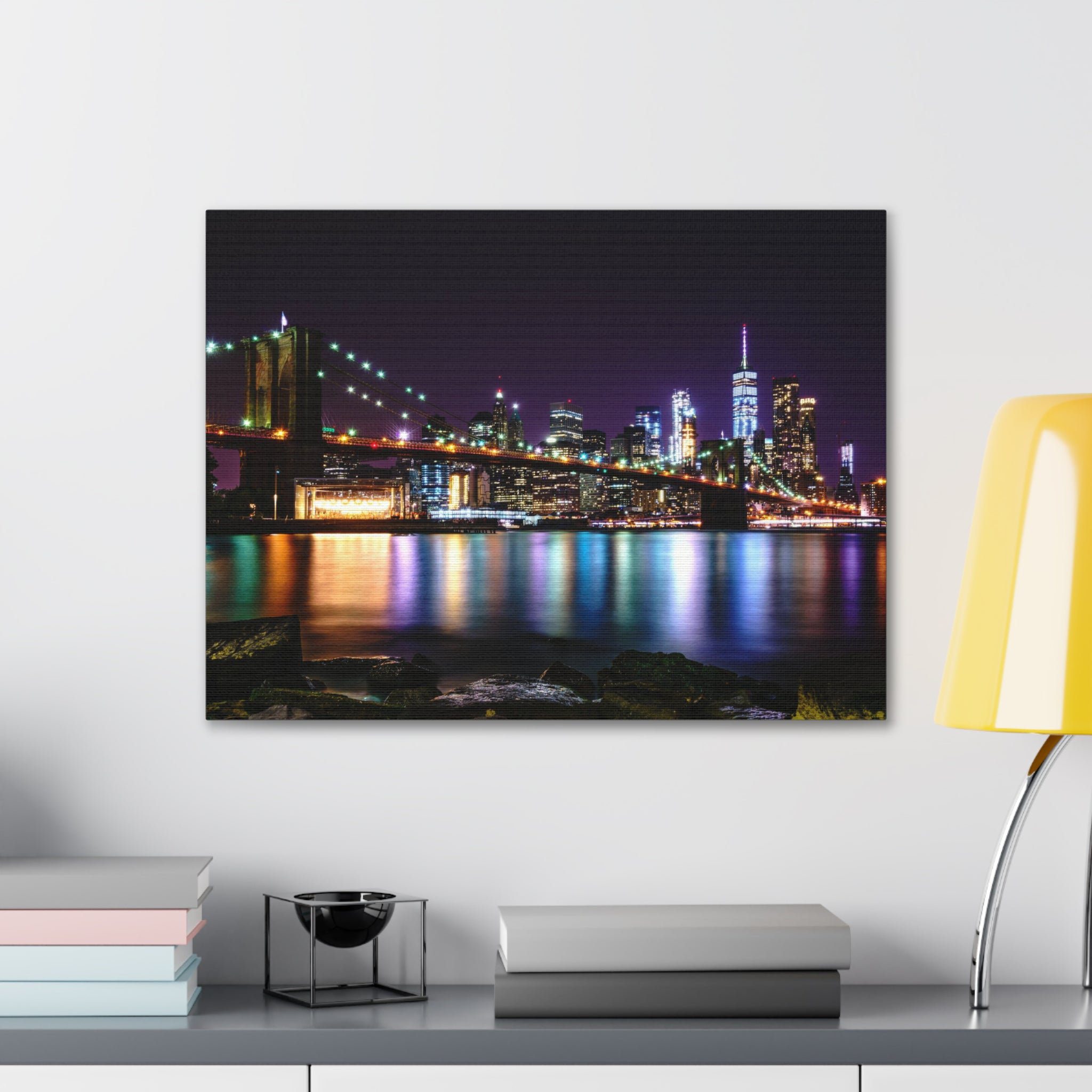 Latitude Run® Brooklyn Night Skyline Canvas Artwork Breathtaking ...