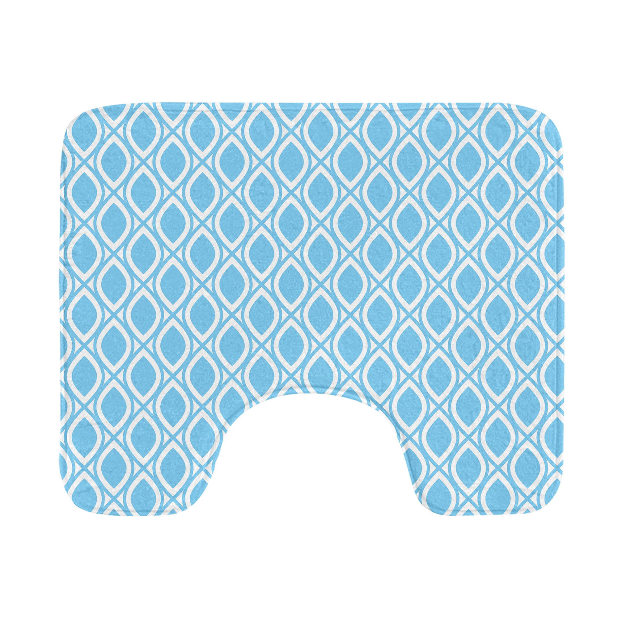 East Urban Home Abstract Toilet Mat U-Shape Bathroom Rug 20" Sky Blue ...