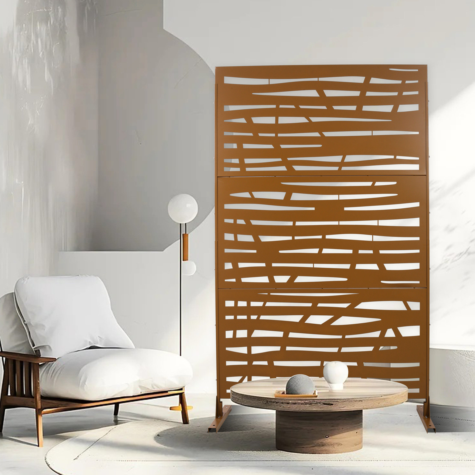 Wovilo Freestanding Metal Privacy Screen, 76" H48" W, For Balcony Pool ...