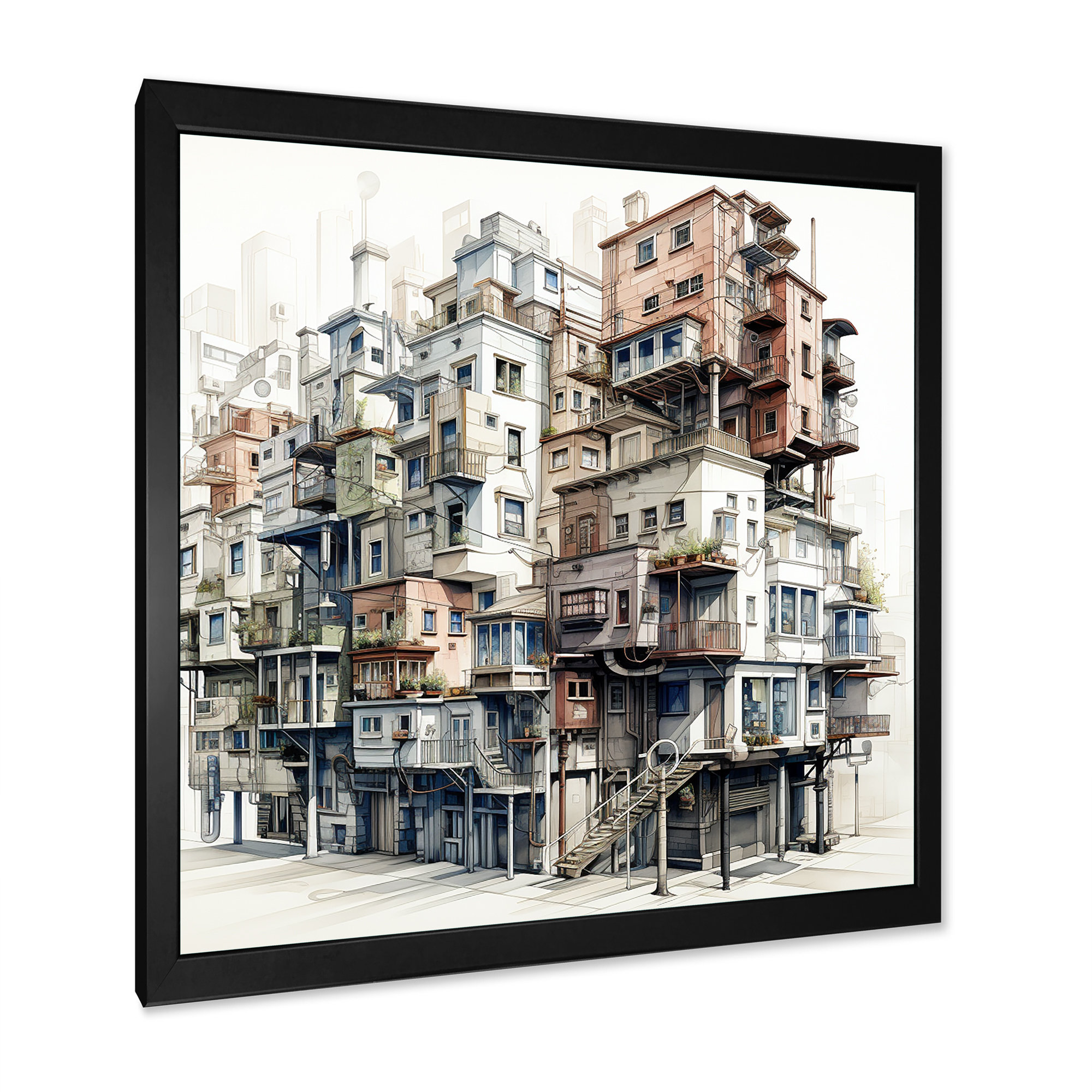 Winston Porter Analytic Drawing Of A City Buildings IV On Canvas Print ...
