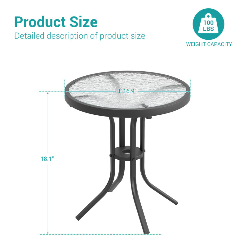 Rosebay Patio Side table, Outdoor Metal Frame Round Table | Wayfair