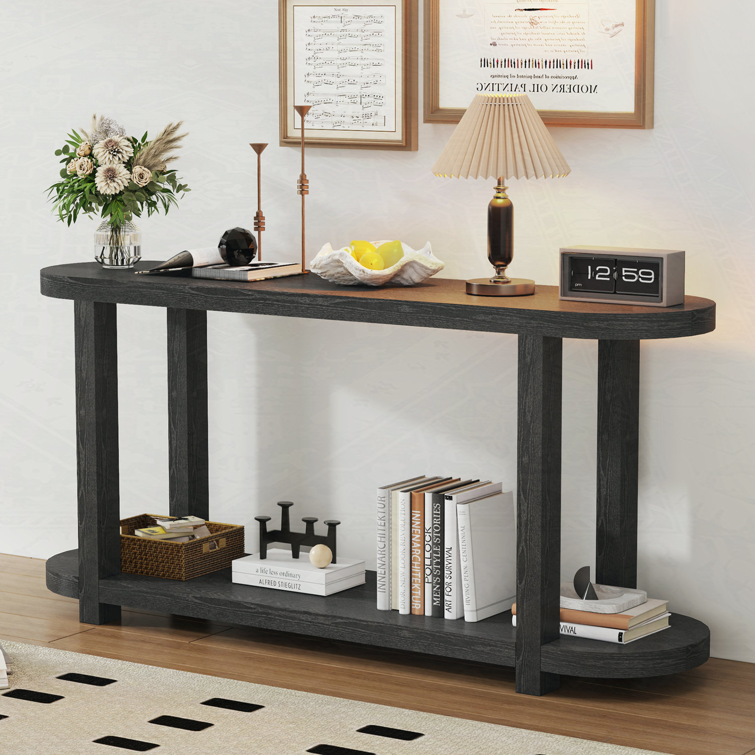 Latitude Run® Ash Veneer Entryway Table with Streamlined Desktop Design ...