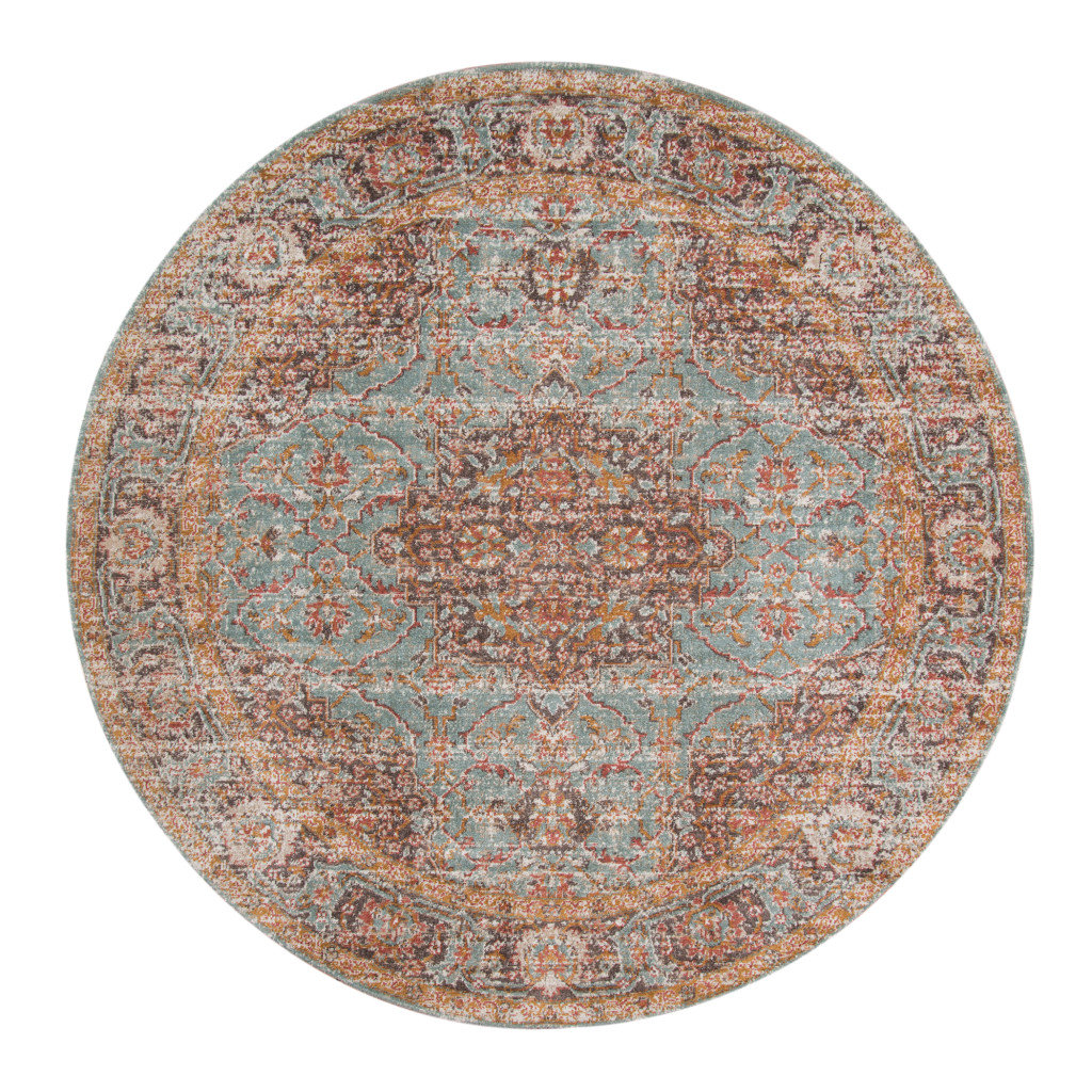Wildon Home® 6' Sea Green Round Medallion Power Loom Area Rug With ...