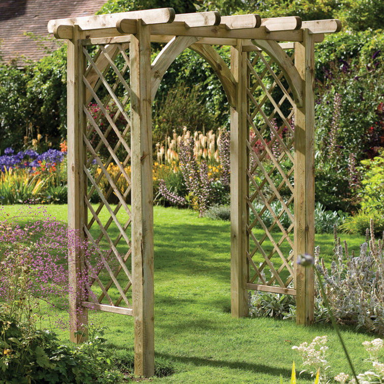 Forest Garden Ultima 180.6cm W x 135.5cm D Wood Arbour in Natural ...