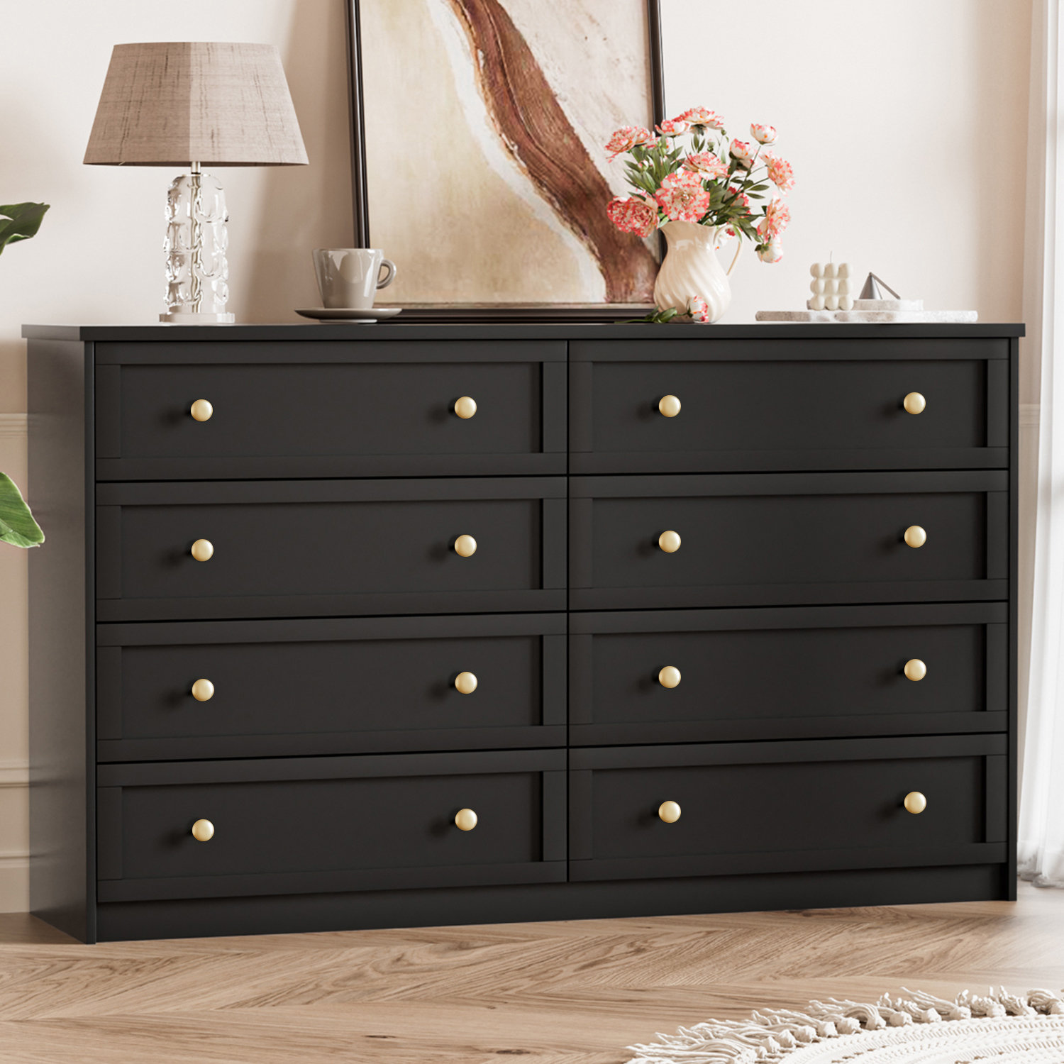 Winston Porter Commode 8 tiroirs avec grand espace de rangement ...