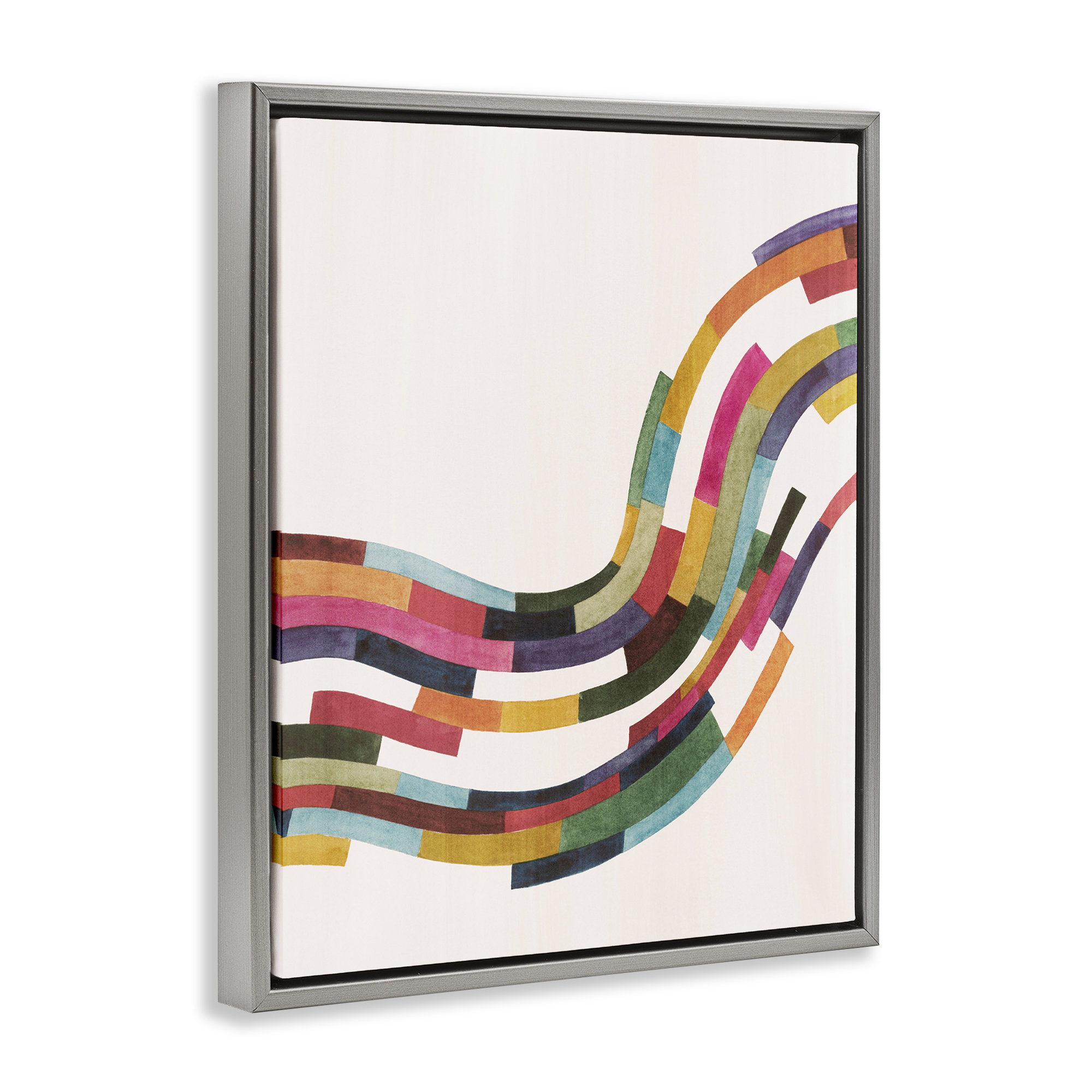 Wrought Studio™ Curved Geometric Wave Floater Canvas Wall Art by Grace ...