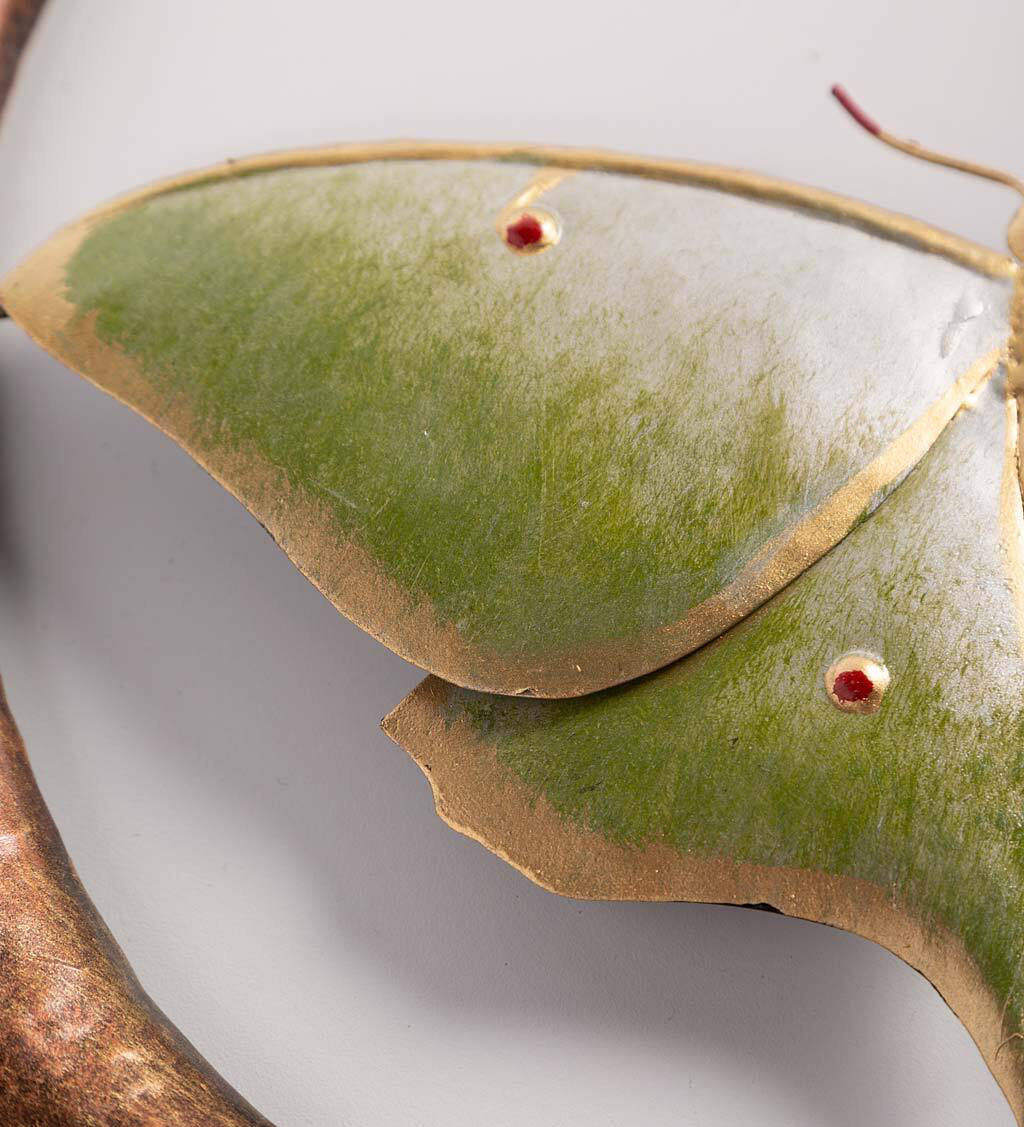 August Grove® Handcrafted Metal Luna Moths and Crescent Moon Wall Décor ...
