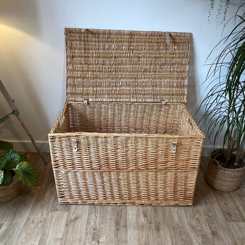 17 Stories Kalki Extra Large Wicker Storage Trunk Basket with Lid ...