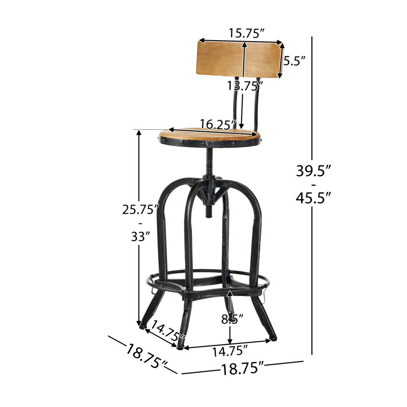 Williston Forge Swivel Solid Wood Adjustable Height Bar Stool & Reviews ...