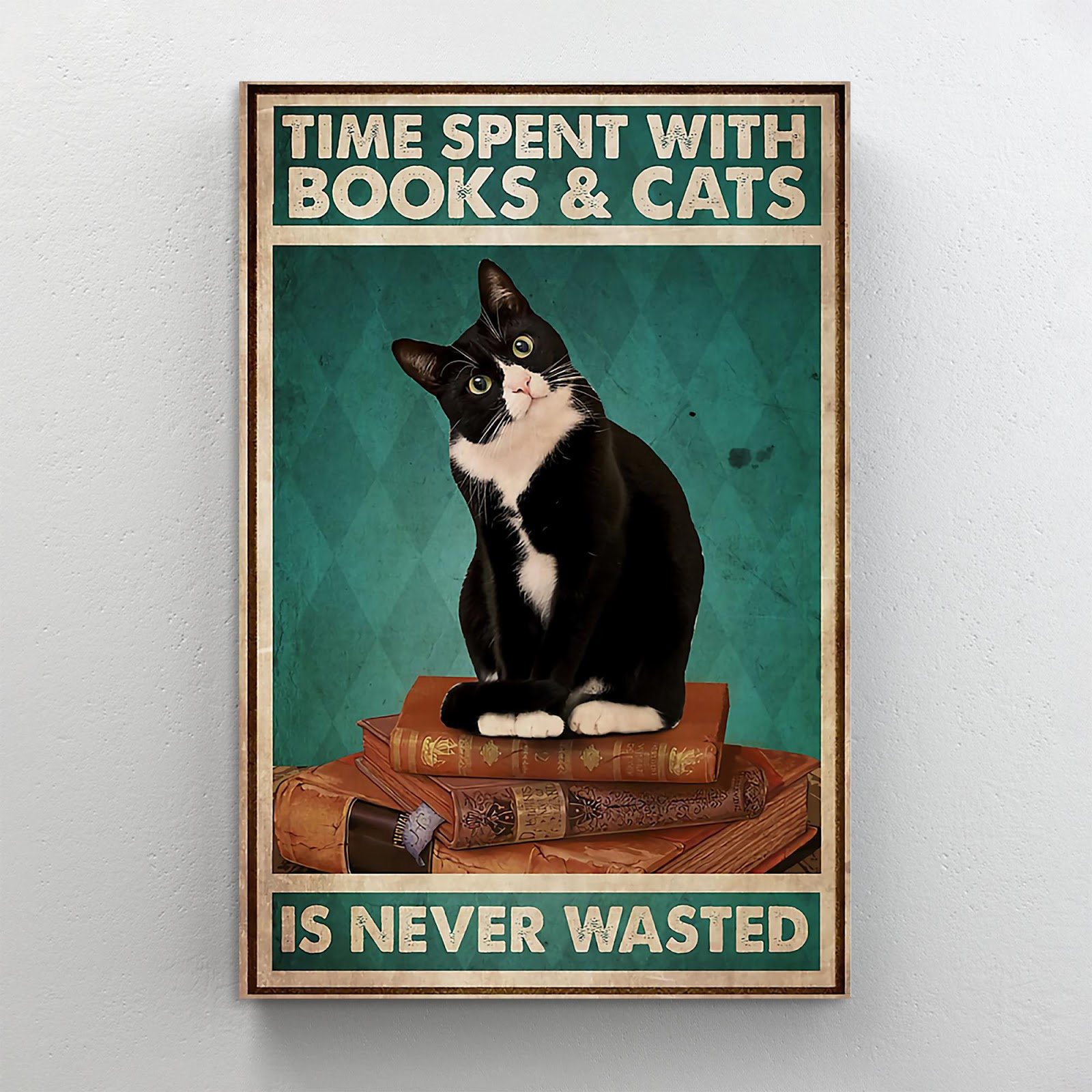 Trinx Vintage Black Cat Time Spent with Books and Cats is Never Wasted ...