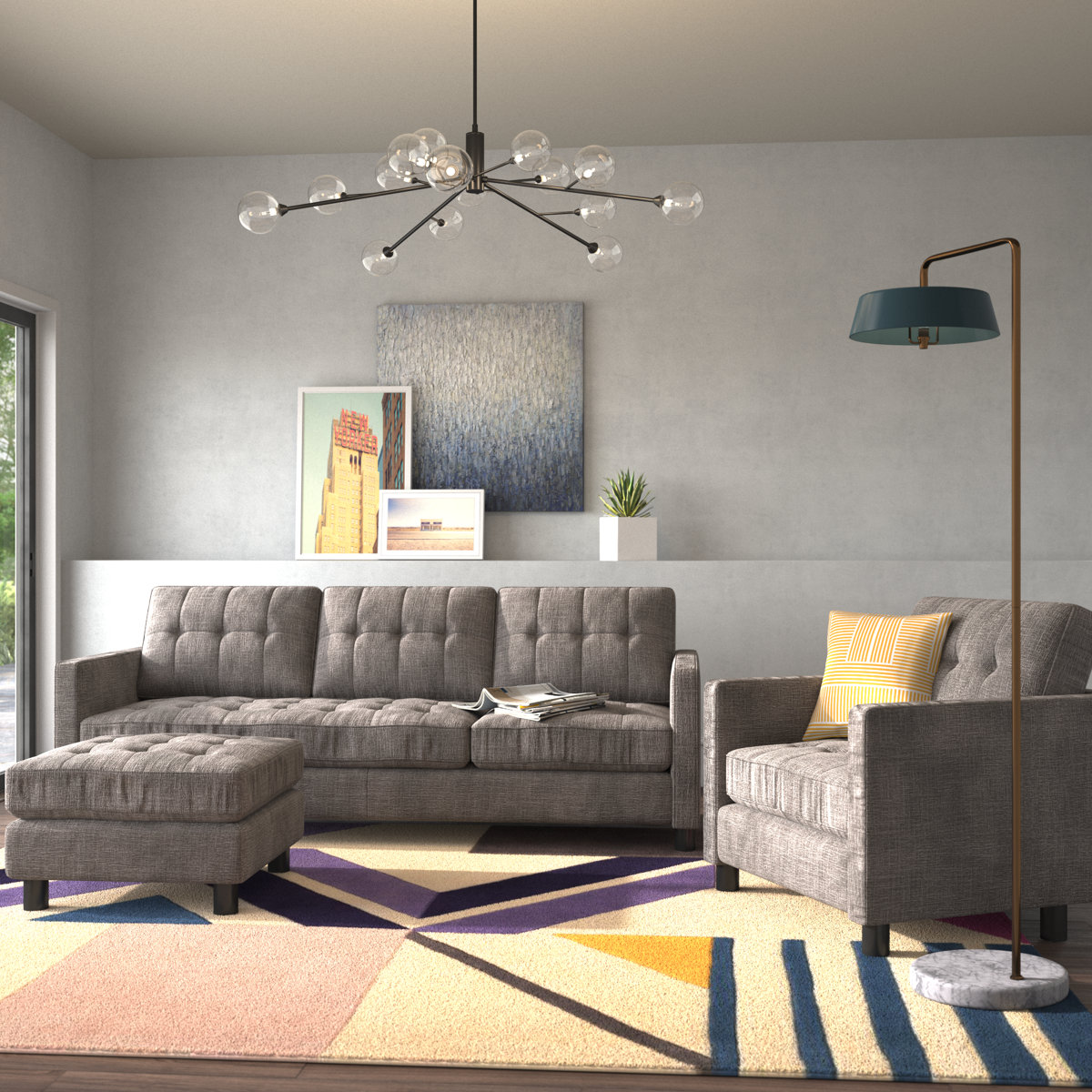 Lark Manor™ Culberson Contemporary 84"L Reversible Sofa and Ottoman in ...