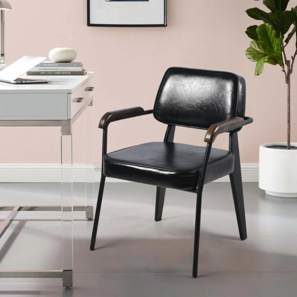 Topower Leather Seat Reception Chair with Metal Frame | Wayfair