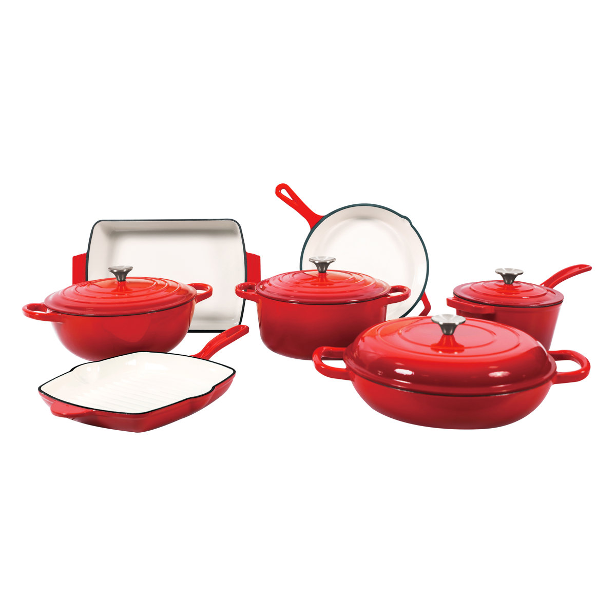 caannasweis 11 Pieces Cast Iron Enameled Cookware Set | Wayfair