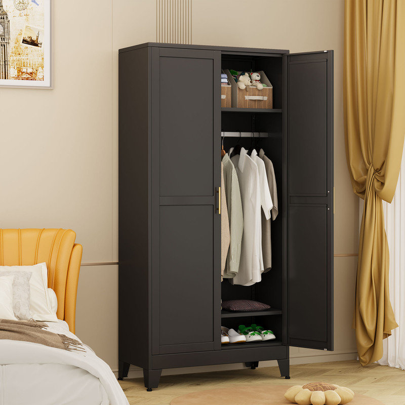 George Oliver Metal Clothing Storage Cabinets Armoire Wardrobe Closet ...