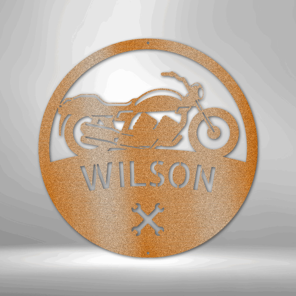 Trinx Personalized Motorcycle Master Monogram Steel Sign Steel Art Wall ...
