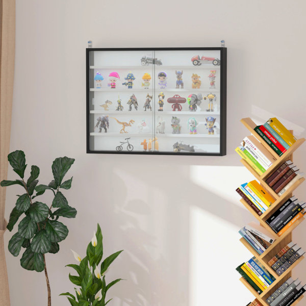 Ebern Designs 5-Tier Display Cabinet Glass Display Case With 2 Doors ...