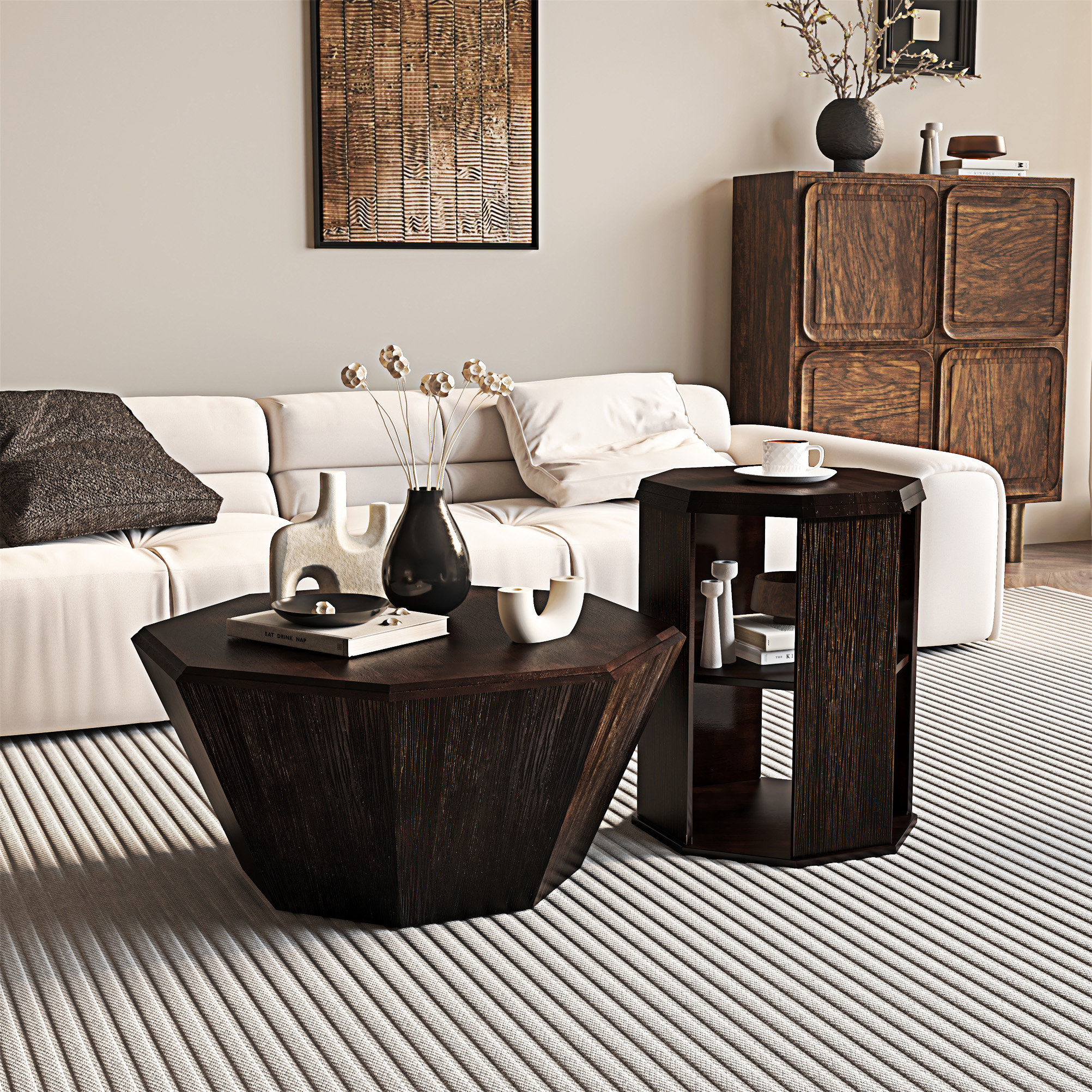 Loon Peak® 31.5 " Modern Nesting Coffee Table Set,Living Room Table Set ...