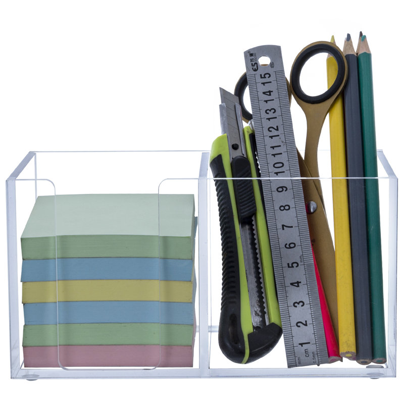 Rebrilliant Clear Sticky Note Office Supplies Desk Organizer | Wayfair