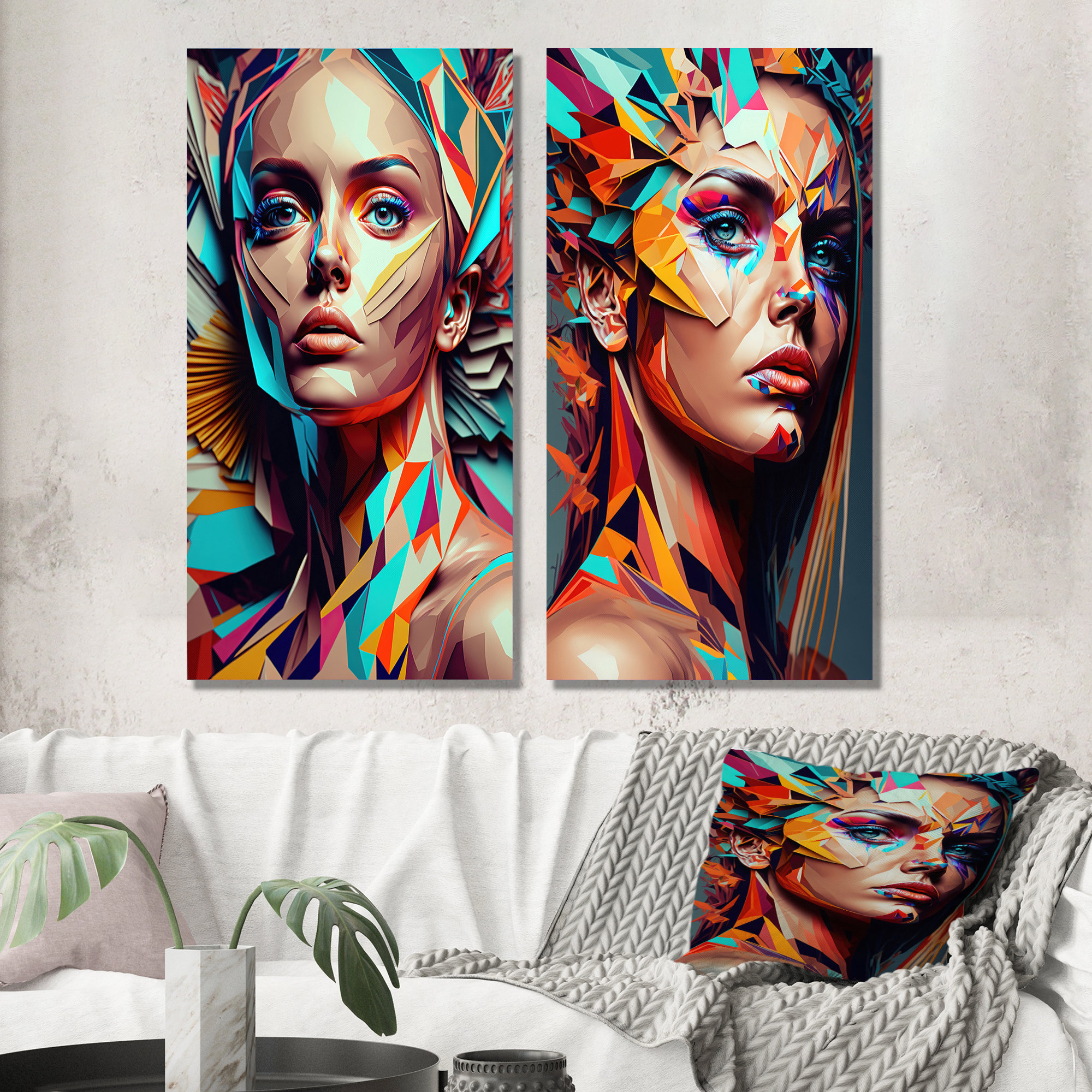 Red Barrel Studio® " Cubic Woman Portrait " 2 - Pieces on Canvas | Wayfair