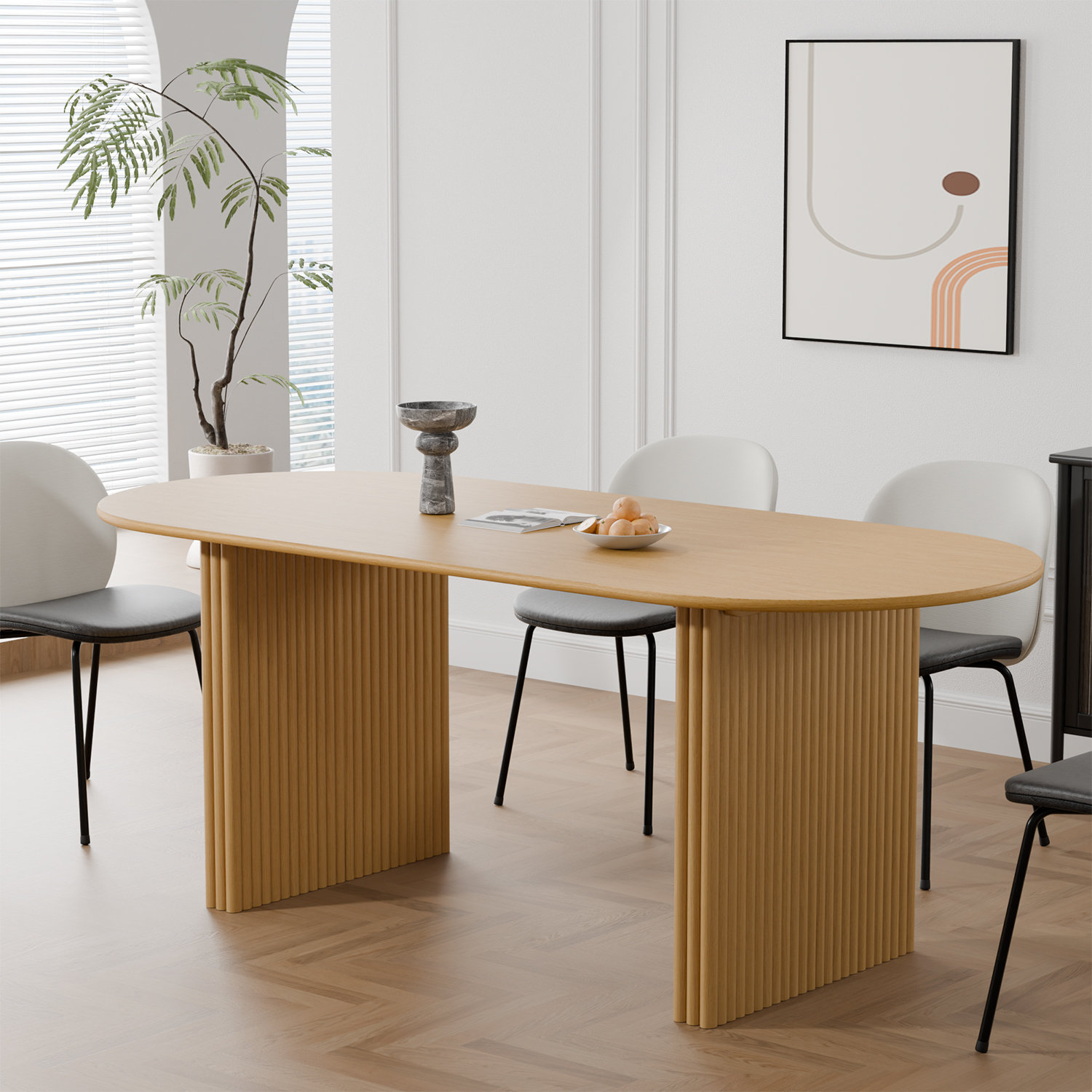 Latitude Run® 30"H×33.5"W Oval Oak Dining Table Kitchen Table ...