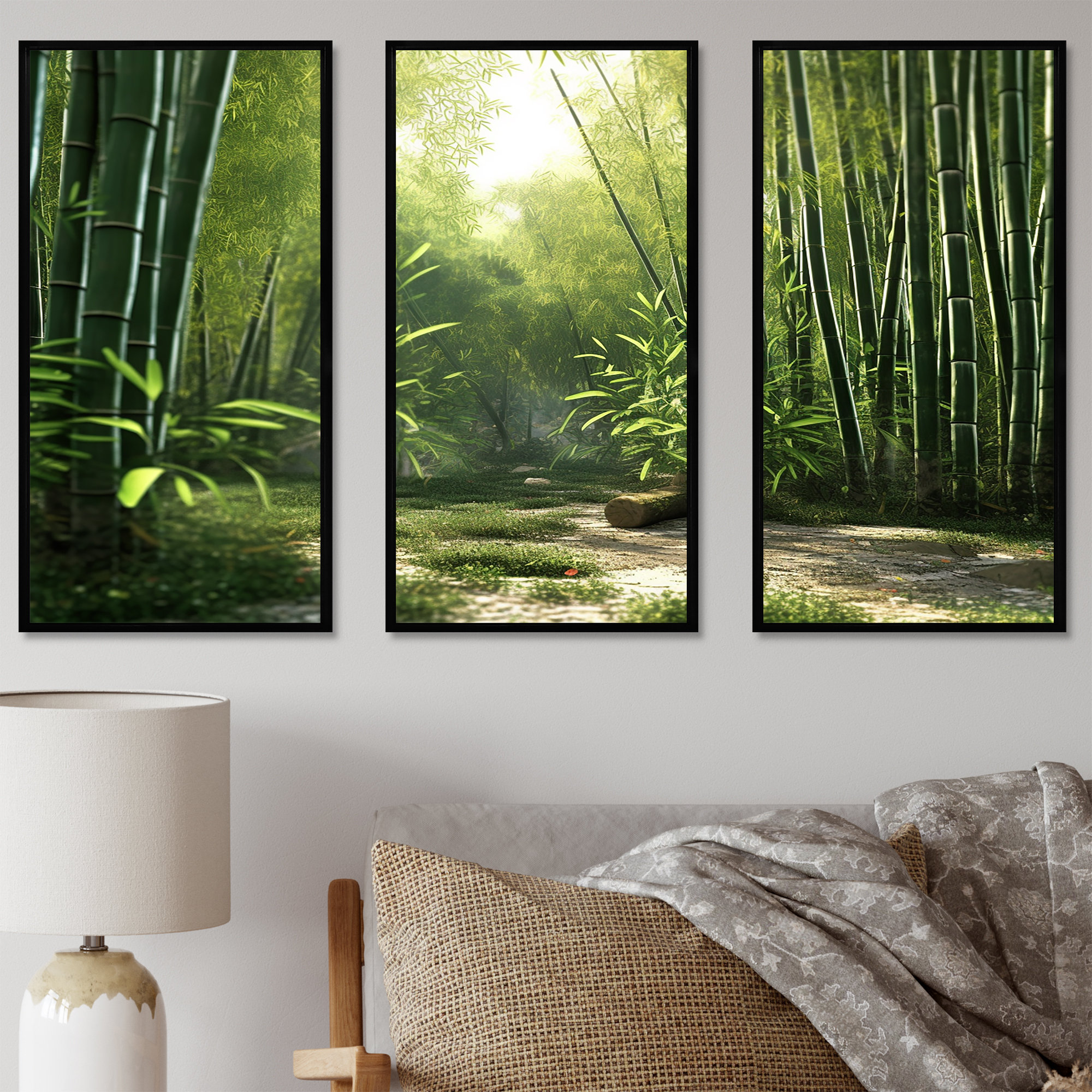 Bay Isle Home™ Dynamic Light Bamboo Grove I - Bamboo Wall Decor Set | Wayfair