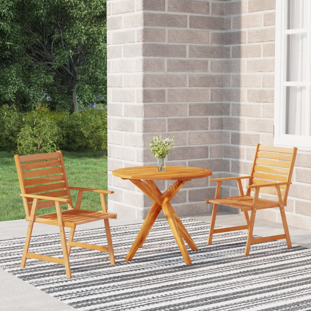 Union Rustic Patio Table and Chairs Conversational Set Solid Acacia ...