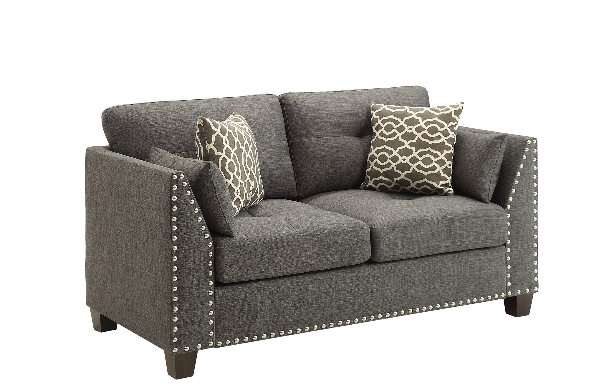 Latitude Run® Laurissa Light Charcoal Linen Loveseat W/4 Pillows | Wayfair