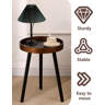 George Oliver Small Round Side Table, Solid Wood End Table With 3 Metal ...