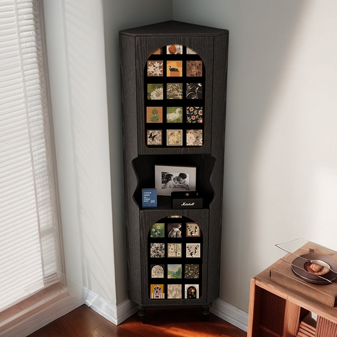 DURBIL Modern living room triangle cabinet high bookcase | Wayfair