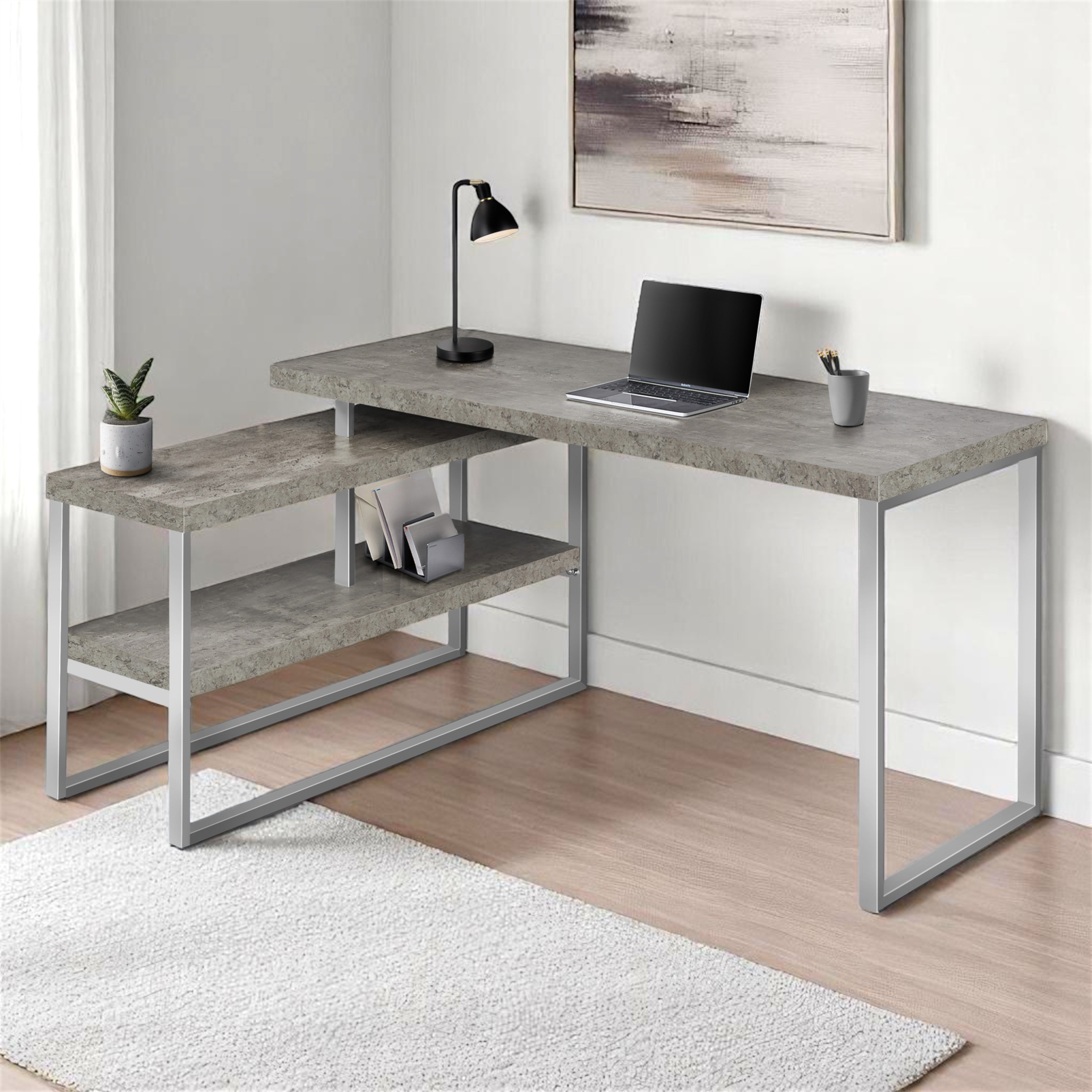 Latitude Run® Kirchem Corner L Shape Modern Computer Desk | Wayfair
