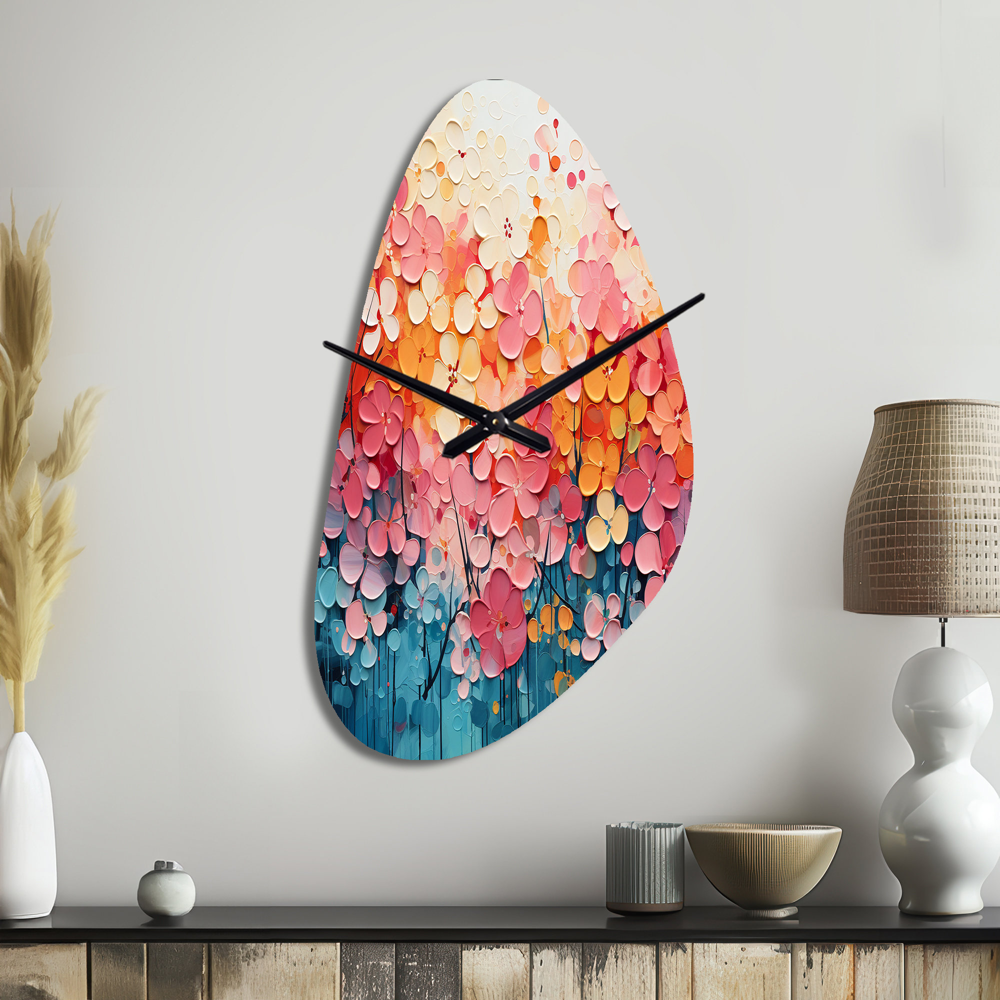Design Art Coral Oasis I - Fall Shape Multi-Color Wall Clock Sculpture ...