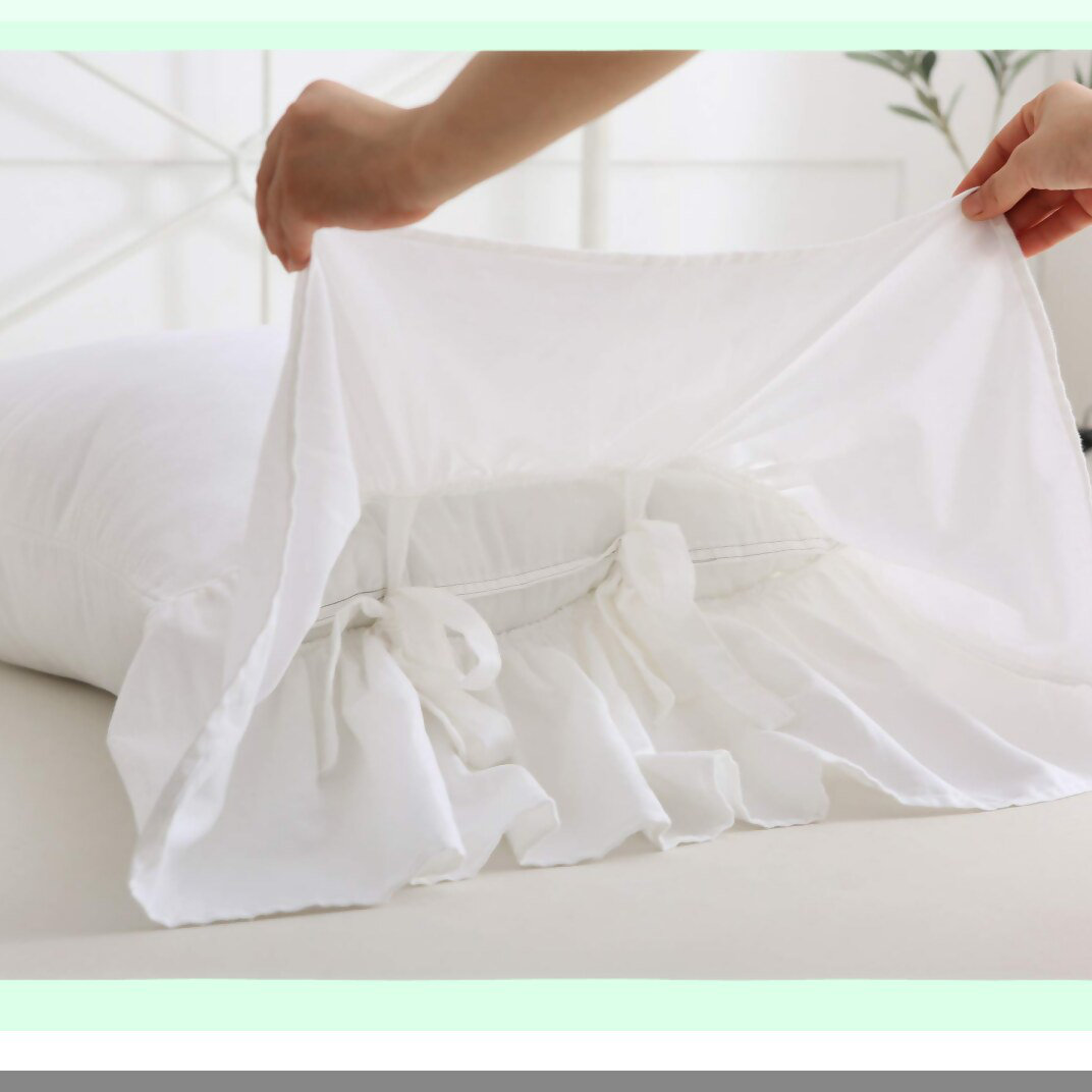 BRBCA Ruffle Chic Cotton Pillowcase Set - Standard Size Bed Pillow ...