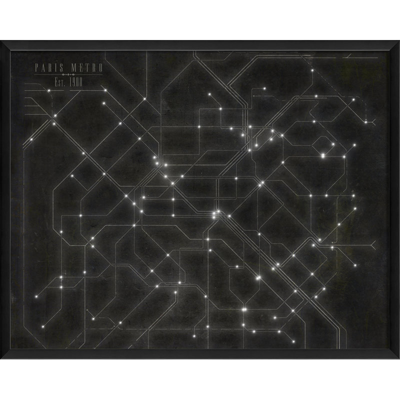 The Artwork Factory Paris Metro Subway Map Framed Graphic Art | Wayfair