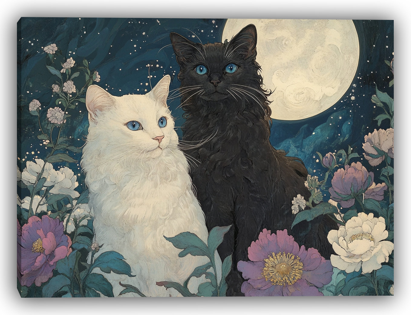 Dakota Fields Celestial Gaze - Black and White Cats with Cosmic ...