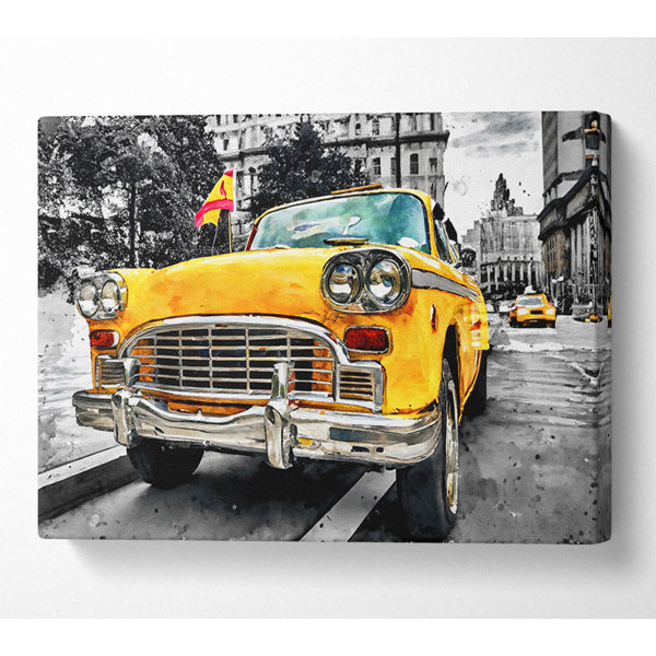 17 Stories Retro Yellow Cab - Wrapped Canvas Art Prints | Wayfair.co.uk